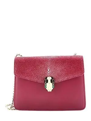 BVLGARI Serpenti Forever Shoulder Bag Leather And Stingray - Red