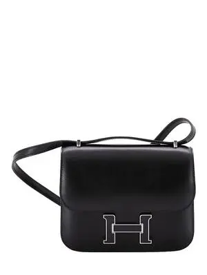 HERMES 18 Constance Bag Box Calf With Aventurine - Black