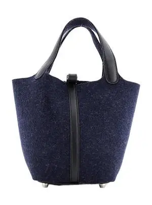 HERMES Pm Picotin Lock Bag - Blue/ Black/ Blue
