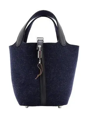 HERMES Picotin Lock Pm Bag Felt With Leather - Blue/ Black/ Blue