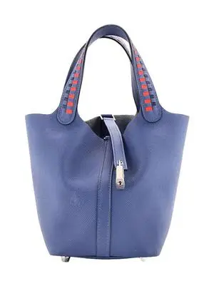 Hermès Pm Picotin Lock Bag Tressage Epsom - Blue
