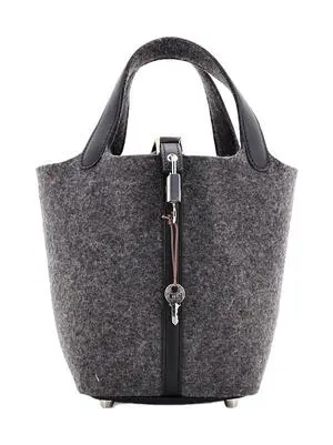 HERMES Pm Picotin Lock Bag Felt With Leather - Gray/ Black