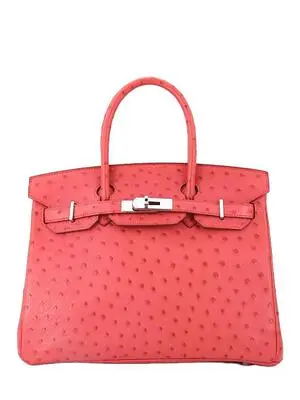 HERMES Birkin 30 Handbag Ostrich With Palladium Hardware - Bougainvillier