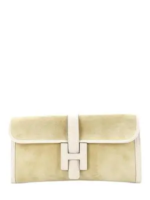 HERMES 29 Jige Elan Clutch Doblis Suede - Yellow/ Natural/ Yellow