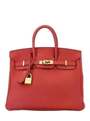 HERMES Birkin 25 Handbag With Gold Hardware - Vermillon