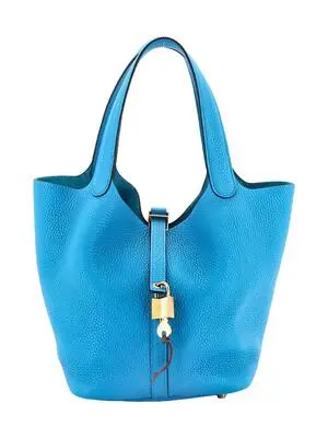 HERMES Mm Picotin Lock Bag Clemence - Blue