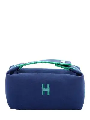 HERMES Pm Bride-a-brac Travel Case Toile - Blue
