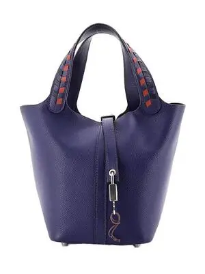 HERMES Pm Picotin Lock Bag Tressage Epsom - Blue/ Black/ Blue/ Brown