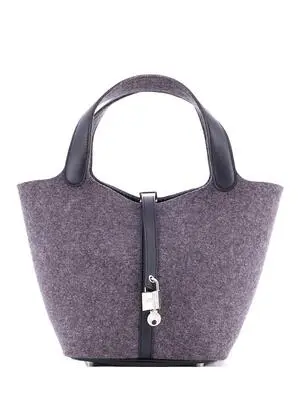HERMES Mm Picotin Lock Bag Felt With Leather - Gray/ Black/ Grey