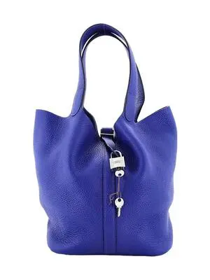 HERMES Gm Picotin Lock Bag Clemence - Blue
