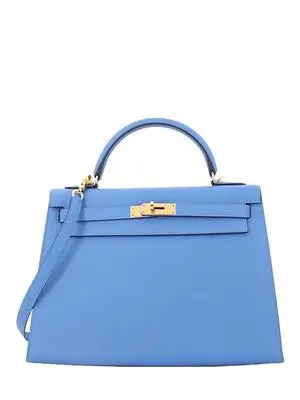 HERMES Kelly 32 Handbag - Bleu Paradis