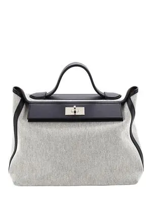 HERMES 35 24/24 Bag Canvas And Swift - Neutral/ Black