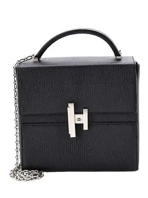 HERMES Cinhetic Top Handle Bag Verso Chevre Mysore - Black