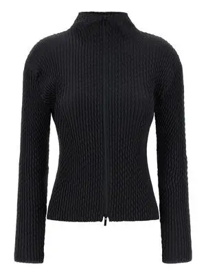 Issey Miyake Pleated Cardigan - Black