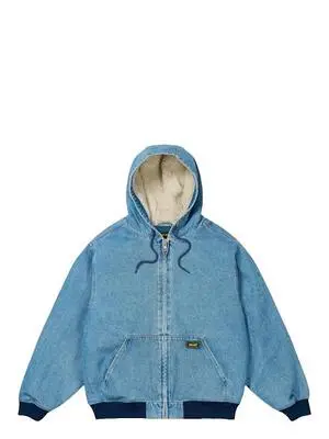 PALACE Hooded Sherpa Jacket - Distressed Light Stone Wash