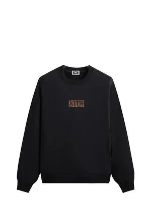 Kith Classic Logo Leopard Applique Nelson Crewneck Sweatshirt - Black