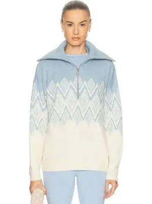 Varley Hedda Fairisle Half Zip Jacket - Ashley Blue