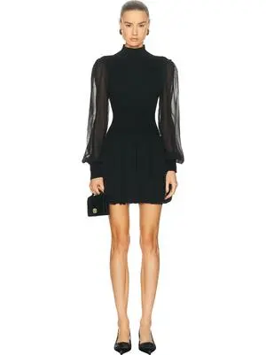 FRAME Sheer Sleeve Dress - Black