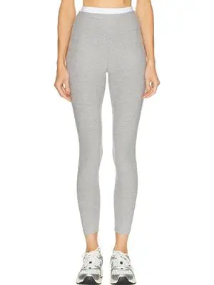 Beyond Yoga Spacedye Layered High Waisted Midi Legging In Light Grey - Silver Mist