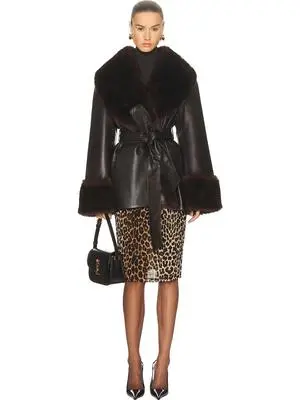 SEROYA Daly Lamb Leather Coat - Ash Brown