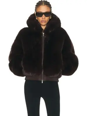 SKIMS Faux Fur Zip Up Jacket - Espresso