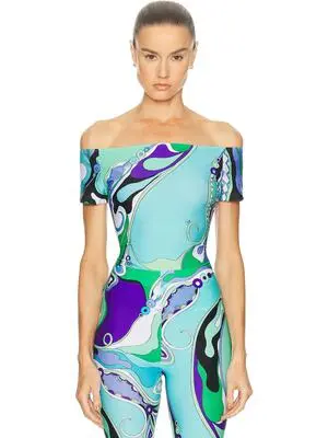 Emilio Pucci Off-the-shoulder Top - Verde & Lilla
