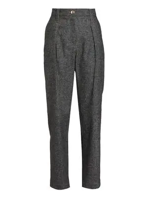 Brunello Cucinelli Wool-blend Tweed Tapered Pants - Black
