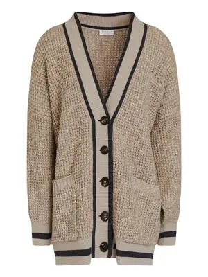Brunello Cucinelli Wool And Cashmere-blend Cardigan - Beige