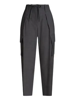 Brunello Cucinelli Cropped Wool-blend Crepe Cargo Pants - Dark Gray