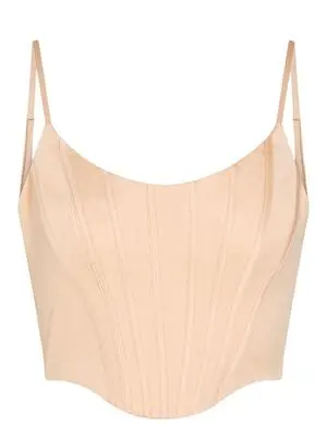 Zimmermann Cropped Silk-satin Bustier Top - Neutral