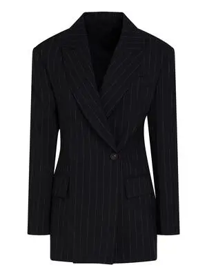 Brunello Cucinelli Bead-embellished Pinstriped Blazer - Black