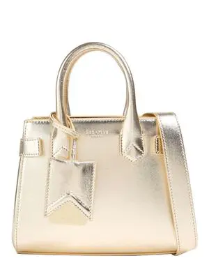 SERAPIAN Meline Mini Leather Tote Gold