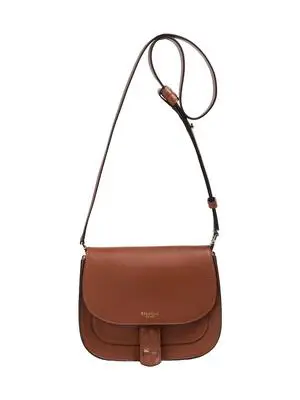 SERAPIAN Luna Pebbled-leather Crossbody Bag - Brown