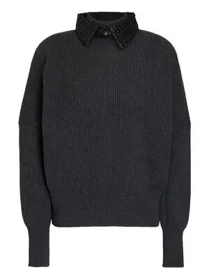 Brunello Cucinelli Ribbed Cashmere Turtleneck Sweater - Charcoal