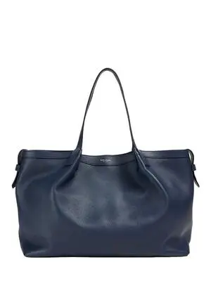 SERAPIAN Secret Pebbled-leather Tote - Navy