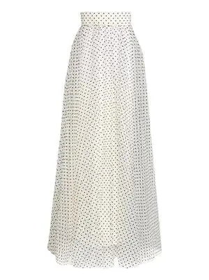 Zimmermann Polkadot Flocked Pleated Tulle Maxi Skirt - Ivory