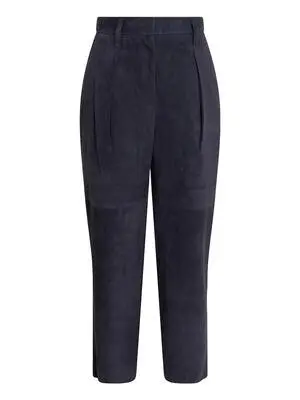 Brunello Cucinelli Suede Tapered Pants - Navy