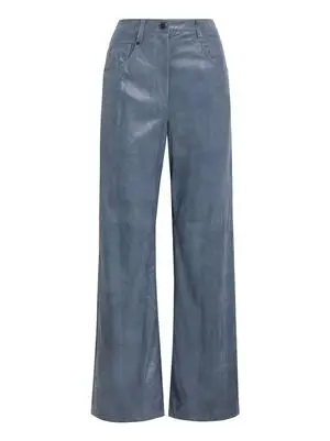 Brunello Cucinelli Coated Suede Wide-leg Pants - Blue