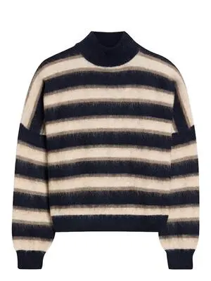 BRUNELLO CUCINELLI Brushed Striped Turtleneck Sweater