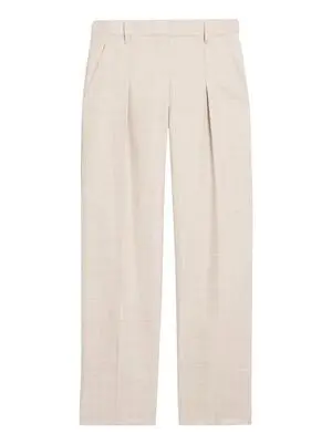 Brunello Cucinelli Pleated Wool Straight-leg Trousers - Mushroom