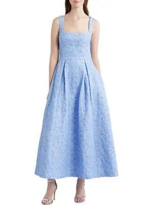 Chelsea28 Floral Jacquard Gown - Blue Escape