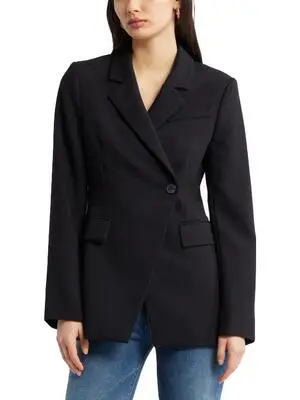OPEN EDIT The Icon Asymmetric Fitted Blazer - Black