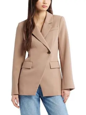 OPEN EDIT The Icon Asymmetric Fitted Blazer - Tan Portabella