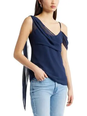 OPEN EDIT Drape Scarf Top - Navy Iris