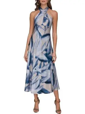 Donna Karan New York Abstract Print Sleeveless A-line Dress - Vapor Multi