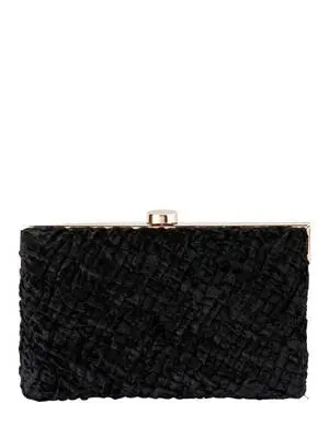 OLGA BERG Hazel Textured Velvet Frame Clutch