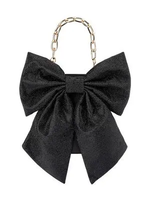 OLGA BERG Drew Crystal Bow Top Handle Bag - Black