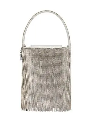 OLGA BERG Billie Crystal Fringe Top Handle Bag - Silver