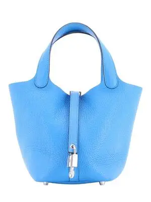 HERMES Picotin Lock Bag Clemence Pm - Bleu Zanzibar