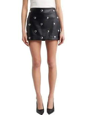 Mango Carla Studded Faux Leather Mini Skirt - Black